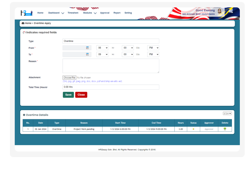 Employee Overtime Management System | HRMS - HR2eazy