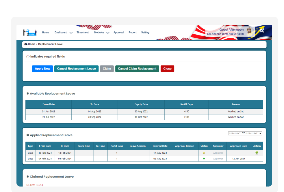 Leave replacement system | Claim leave management - HR2eazy